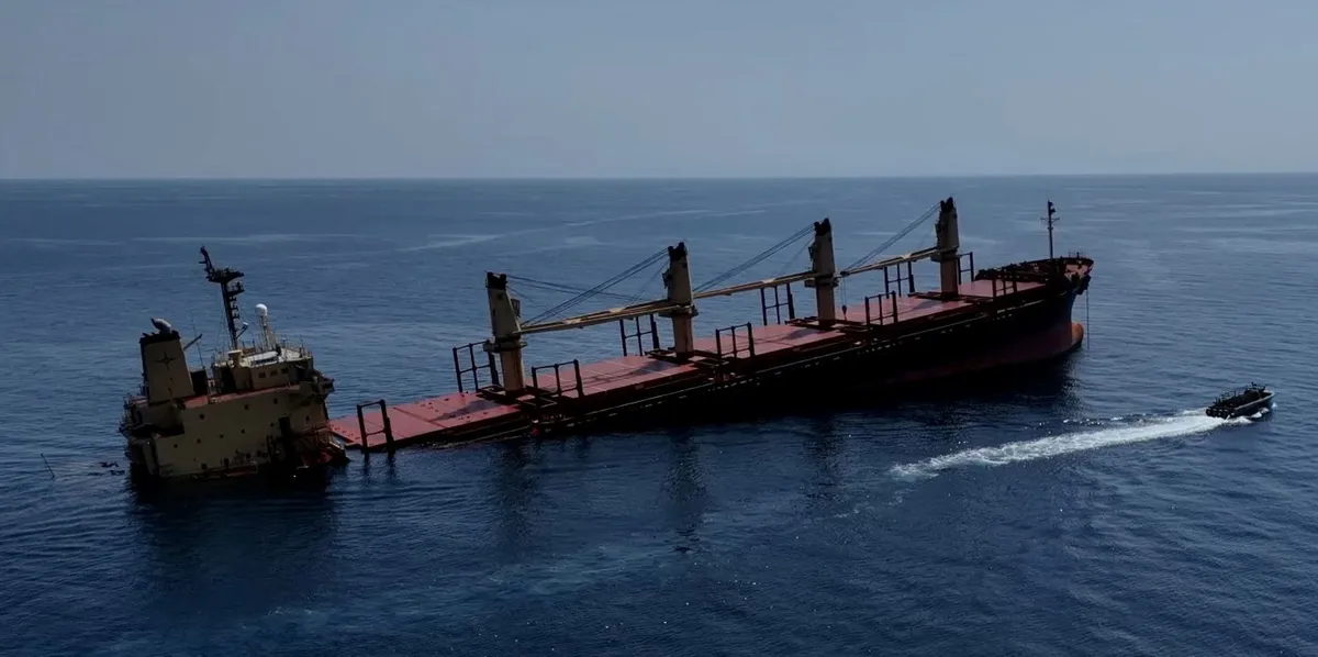 Houthis release photos of stricken Rubymar as Greek bulker reports ...