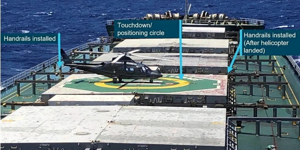 Outdated checklist blamed as helicopter smashed into bulker’s handrail