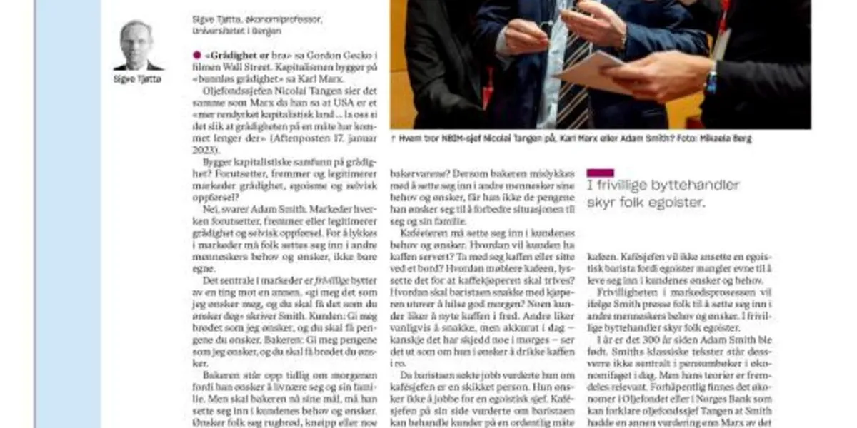 Adam Smiths markeder og vår tids kapitalisme | DN