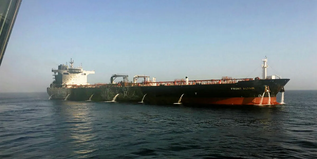 Front Altair under tow from Iranian waters