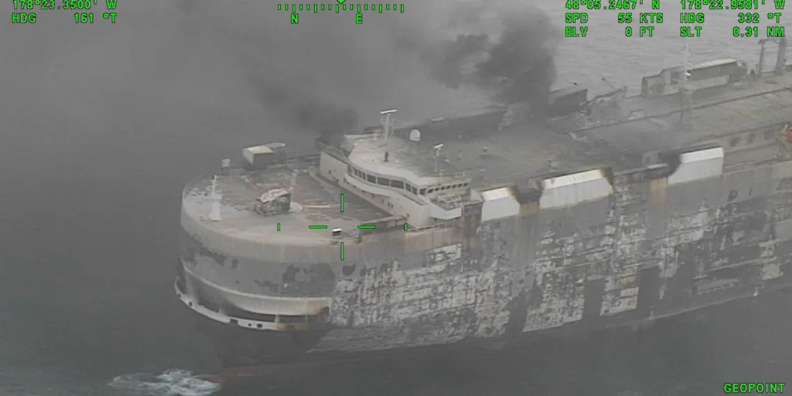 Blaze-hit Zodiac Maritime-managed car carrier sinks in the Pacific