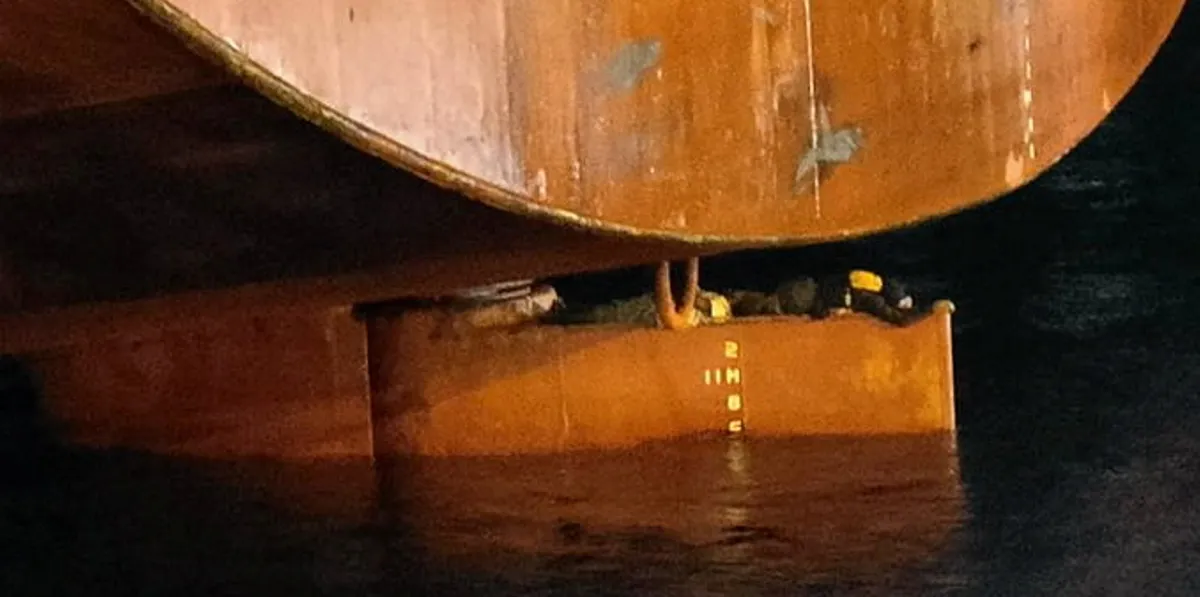 Nigerian stowaways found perched on rudders of two ships